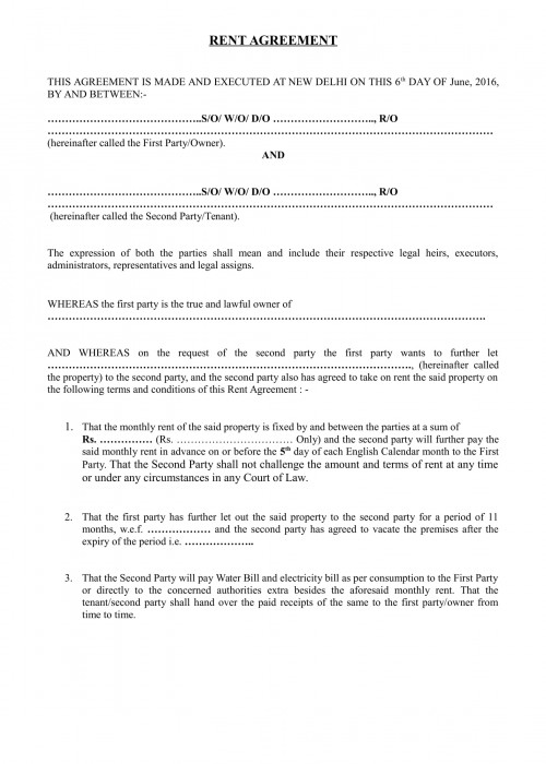 Rental Agreement Form - eDrafter.in