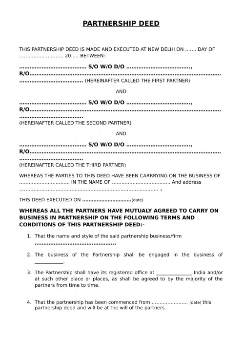 Partnership Deed-Form - eDrafter